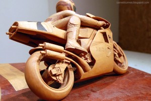 Carved Curves: Wooden Motorcycle Art